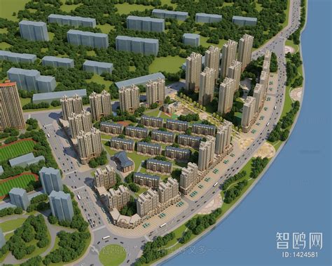 modern architectural bird seye view planning 3d model download model