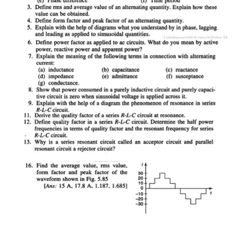 Define Rms And Average Value Of An Alternating Quantity Explain How Thes