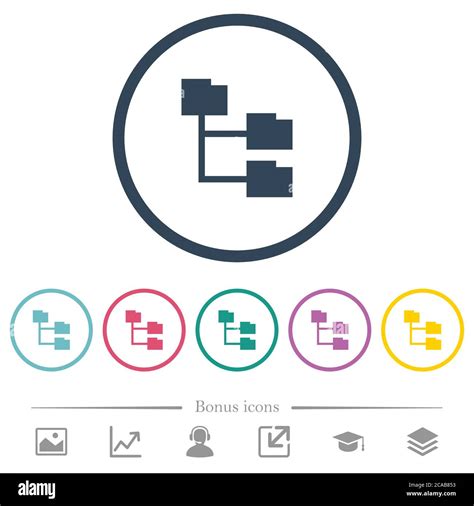 Folder Structure Flat Color Icons In Round Outlines 6 Bonus Icons Included Stock Vector Image
