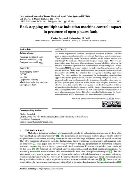 Backstepping Multiphase Induction Machine Control Impact In Presence Of