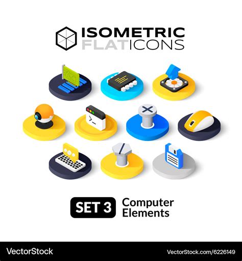 Isometric Computer Icons Set Royalty Free Vector Image