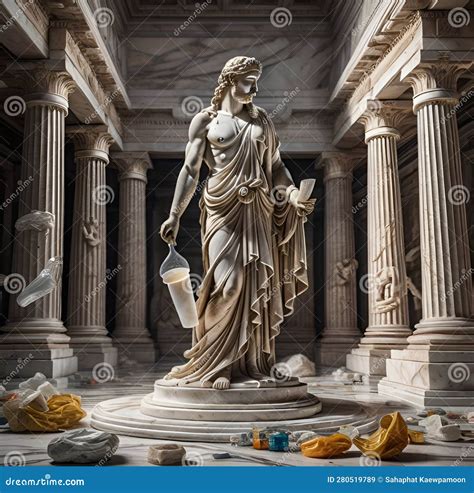 Statue Of Aphrodite In Front Of The Pantheon In Athens Greece Stock