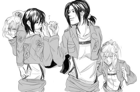 Mikasa Ackerman Christa Renz Ymir And Annie Leonhardt Shingeki No