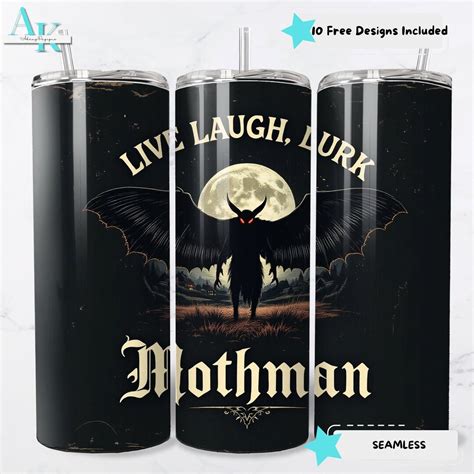 Mothman Tumbler Wrap Png Cryptid Gothic Sublimation 20oz Skinny