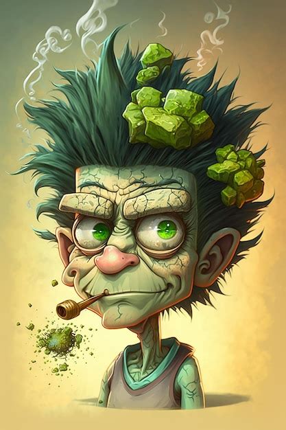 Premium Ai Image Comic Weed Cartoon Character