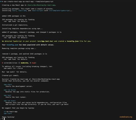Create React App Using Npm Command With Typescript Code2care