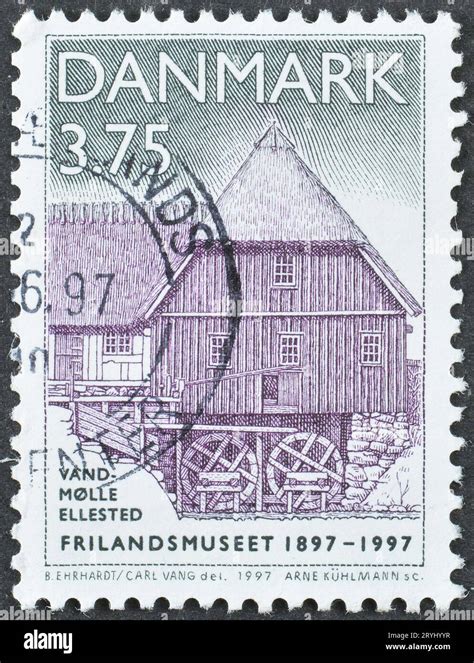 Cancelled Postage Stamp Printed By Denmark That Shows Ellested Water