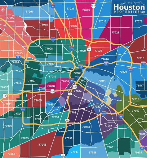 Houston Neighborhood Map Houston Map Houston Neighborhoods Zip Code Map