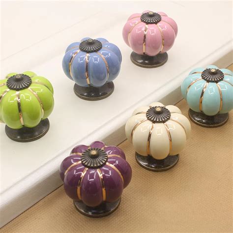 Kelier Ceramic Pumpkin Cabinet Knobs 8 Pack Vintage