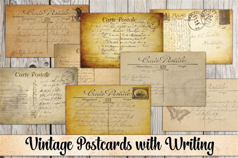Vintage Postcard With Writing Ephemera Graphic By Niftycraftyhouse