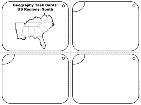 Us Geography Task Cards South And Southwest Regions Of The United States