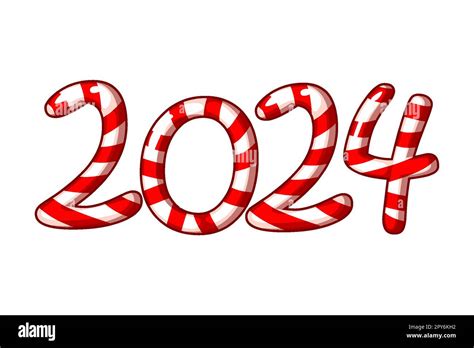 Happy New Year 2024 Like Candy Numbers Candy On White Background Stock
