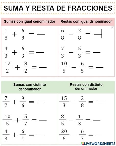 Suma Y Resta De Fracciones Heterogeneas Ejercicios Resueltos De