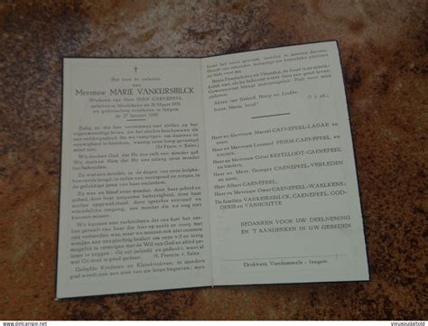 Godsdienst And Esoterisme Doodsprentje Bidprentje Marie Vankeirsbilck Meulebeke 1876 1952 Izegem