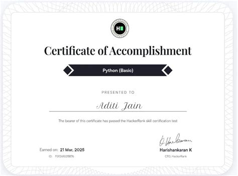Python Hackerrank Professionaldevelopment Continuouslearning Aditi Jain