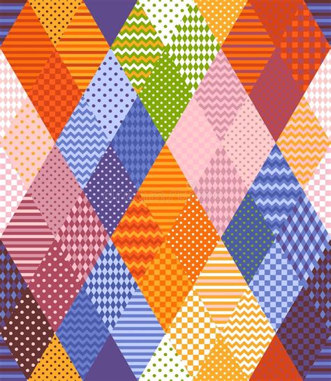 Bright Multicolor Patchwork Pattern Seamless Vector Illustration Stock