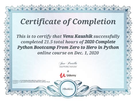Udemy Python Certificate Pdf