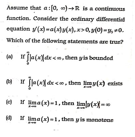 Solved Assume That A R Is A Continuous Function Chegg