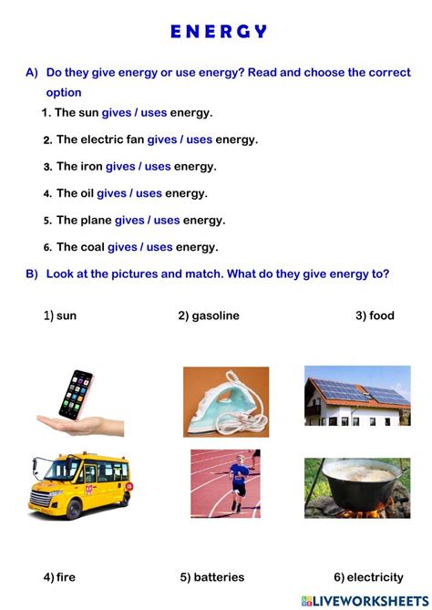 Energy Online Exercise For 3rd Grade Live Worksheets Worksheets Library