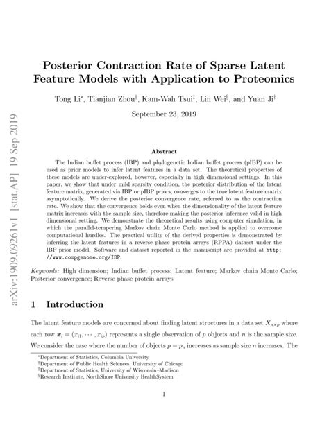 posterior contraction rate of sparse latent feature models with
