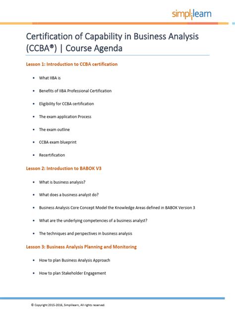 Ccba Certification Training Pdf Business Analysis Business