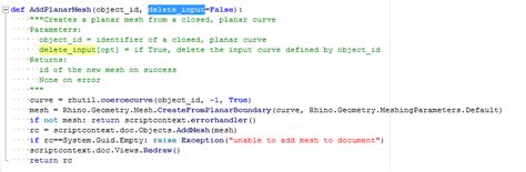 Addplanarmesh Not Deleting Input Scripting Mcneel Forum