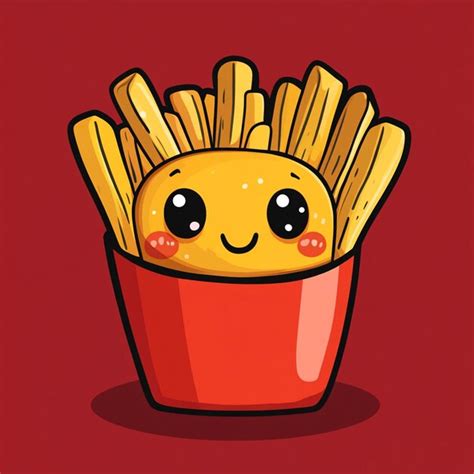 Character French Fries Chibi Illustration Design Premium Ai Generated