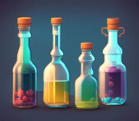 Premium Ai Image Glass Bottles Illustration Realistic 4k Vector Animated