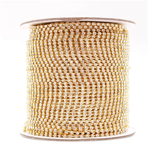 Corrente De Strass Separada Ss10 Em Vidro E LatÃo Com 01 Metro