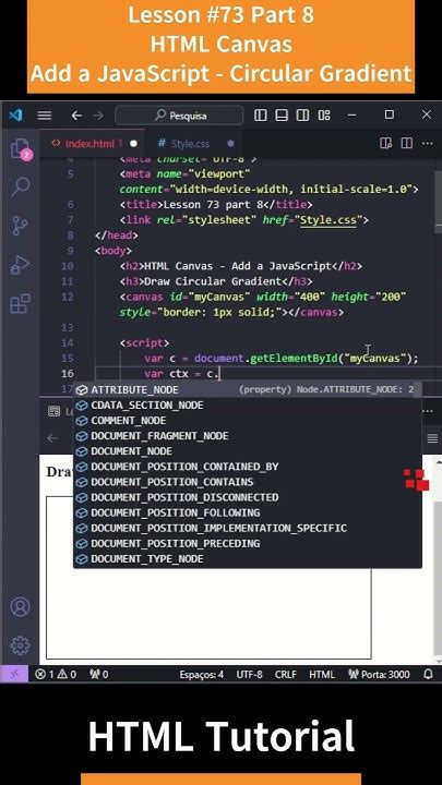Html Tutorial Lesson 73 Html Canvas Add A Javascript Circular Gradient Part 8 Html Css