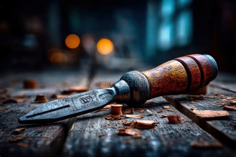 A Dusty Vintage Flathead Screwdriver Lying 01 Stock Illustration