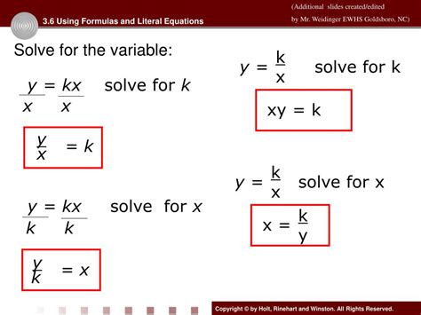 PPT 3 6 Using Formulas And Literal Equations PowerPoint Presentation ID 6096839