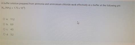 solved a buffer solution prepared from ammonia and ammonium