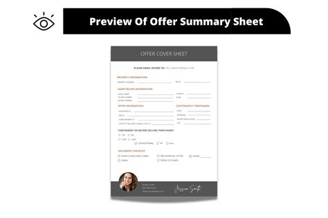 Free Offer Summary Sheet Graphic By Realtor Templates · Creative Fabrica