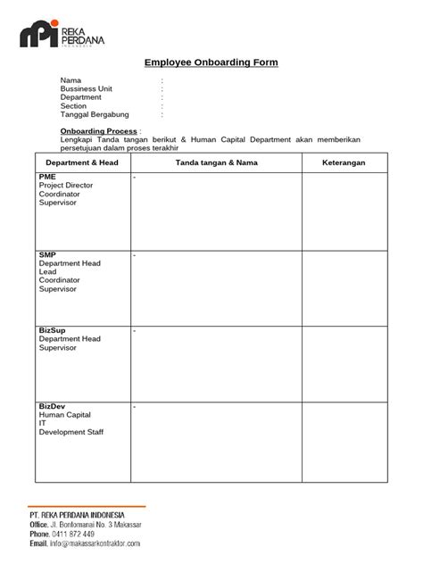 Onboarding Form Pdf