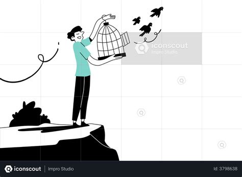 Best Premium Releasing Birds From Cage Illustration Download In Png
