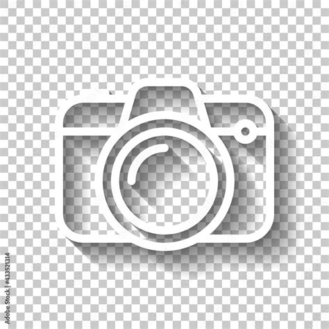 Photo Camera Simple Digital Icon White Linear Icon With Editable Stroke And Shadow On