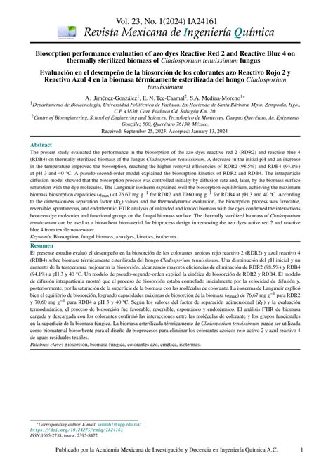 Pdf Biosorption Performance Evaluation Of Azo Dyes Reactive Red 2 And