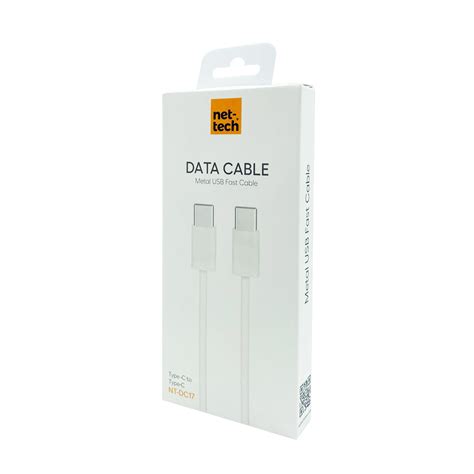 Nettech Nt Dc17 60w İp Örgü 100 Cm Type C To Type C Şarj Ve Data Kablosu Beyaz Nt Dc17