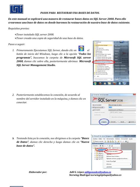 Restaurar Una Bases De Datosen Sql Server 2008 Pdf