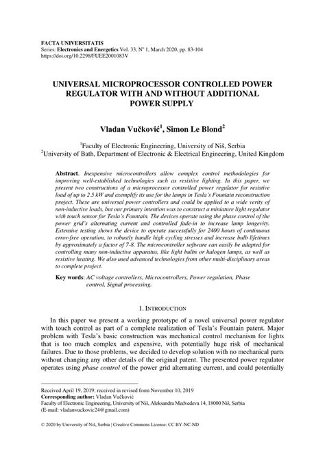 Pdf Universal Microprocessor Controlled Power Regulator With And Without Additional Power Supply