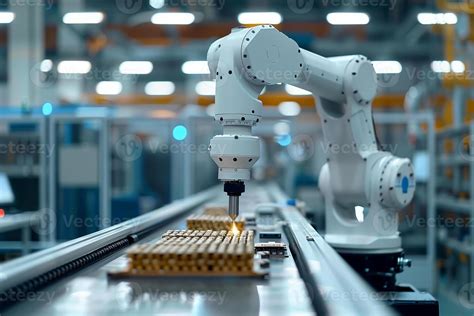 Robotic Arm Working On Assembly Line In Modern Factory 47694885 Stock