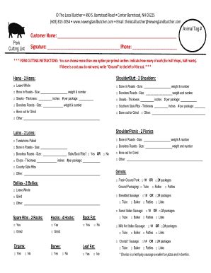 Pork Cut Sheet 2020 2026 Fill And Sign Printable Template Online