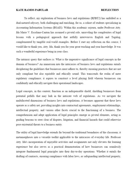 Reflection Pabular Pdf Educational Technology Learning