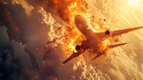 Premium Photo Dramatic Airplane Exploding Midair Fiery Sky Disaster