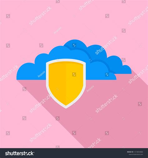 Secured Cloud Data Icon Flat Illustration Stock Vector Royalty Free
