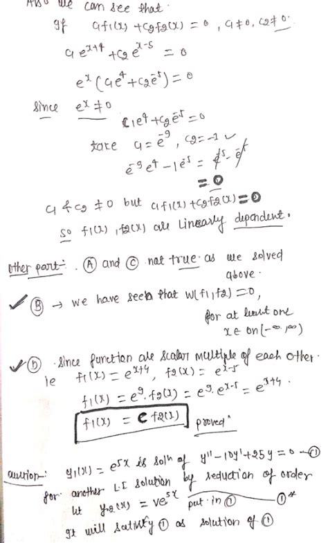 Are The Functions Fi X Ex4 And Fzx Er 5 Linearly Dependent Or