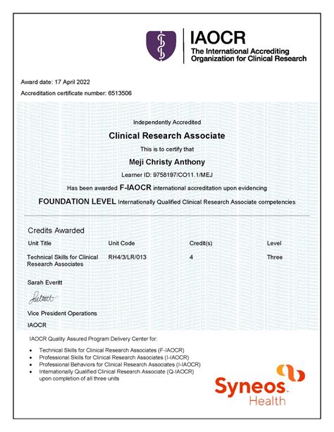 I Have Passed The Accredited Clinical Research Associate Programme