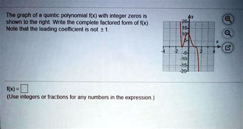 Solved The Graph Of A Quintic Polynomial X With Integer Zeros Is Shown Lo The Right Write