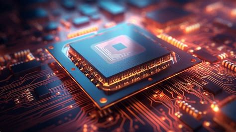 D Illustration Of Cpu Chip On Circuit Board Background D Rendering Premium AI Generated Image